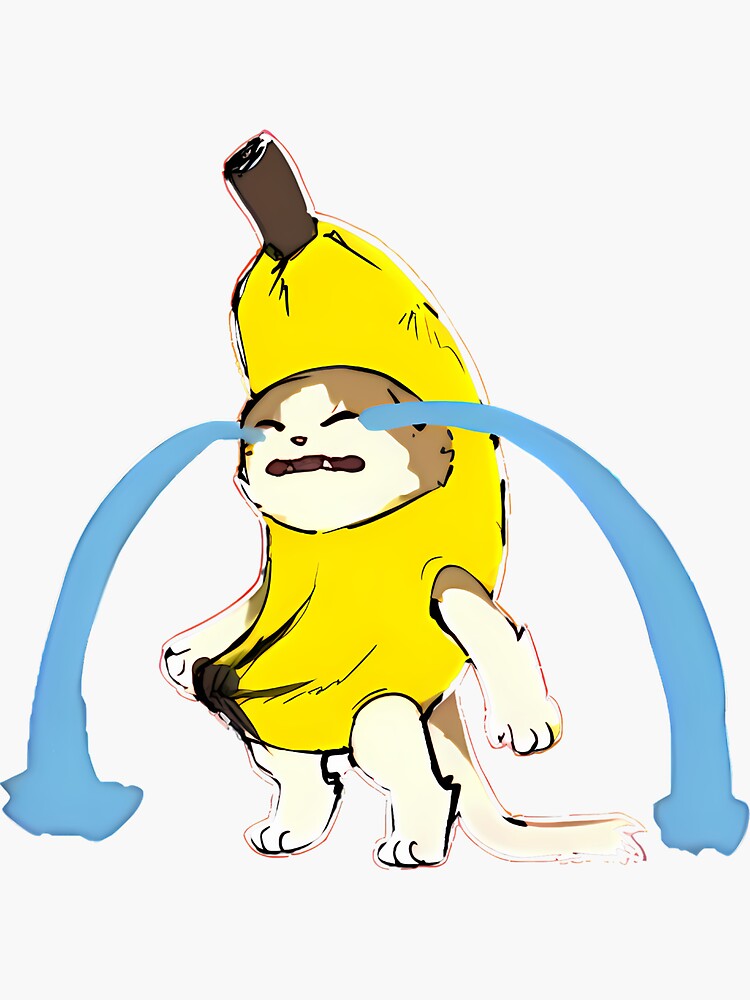 "Crying Banana Cat Meme Sticker" Sticker for Sale by ElminioBrothers ...