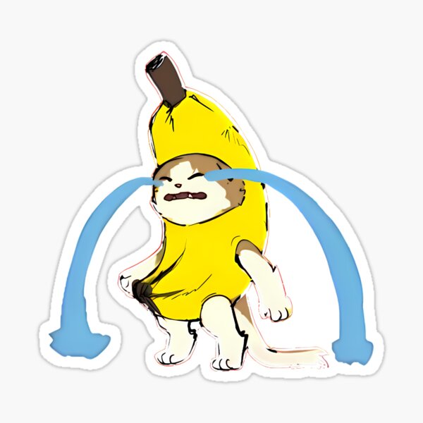 "Crying Banana Cat Meme Sticker" Sticker for Sale by ElminioBrothers ...