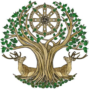 "The Bodhi tree Dharma Wheel" Sticker for Sale by k9printart | Redbubble