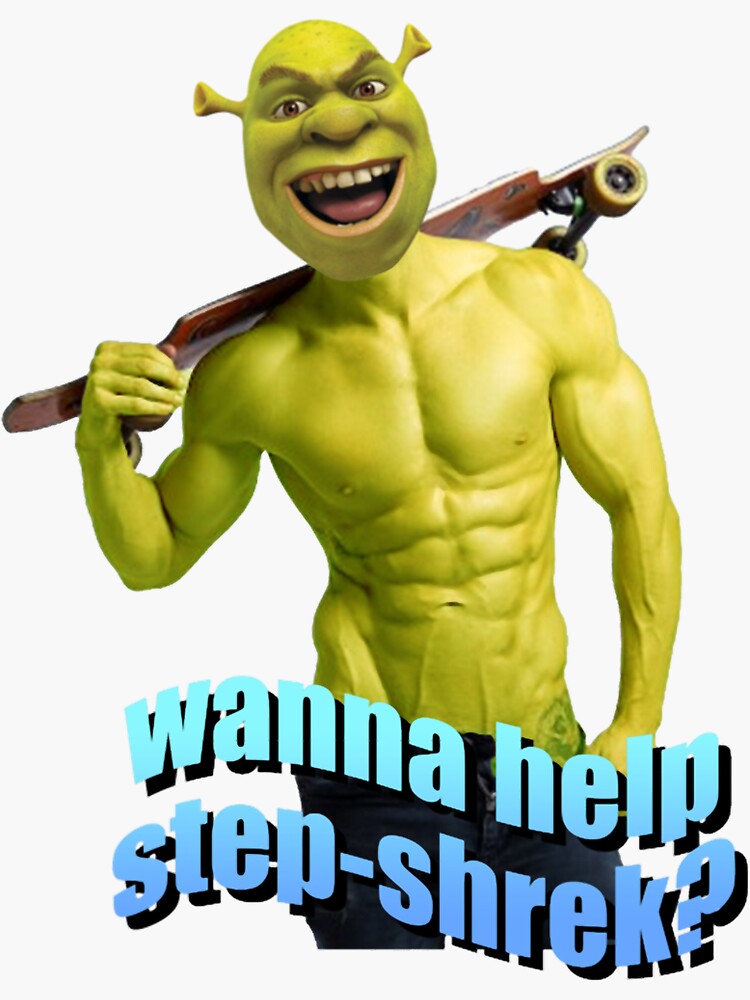"Step-Shrek Is Asking for Help Shrek Cursed Meme" Sticker for Sale by ...