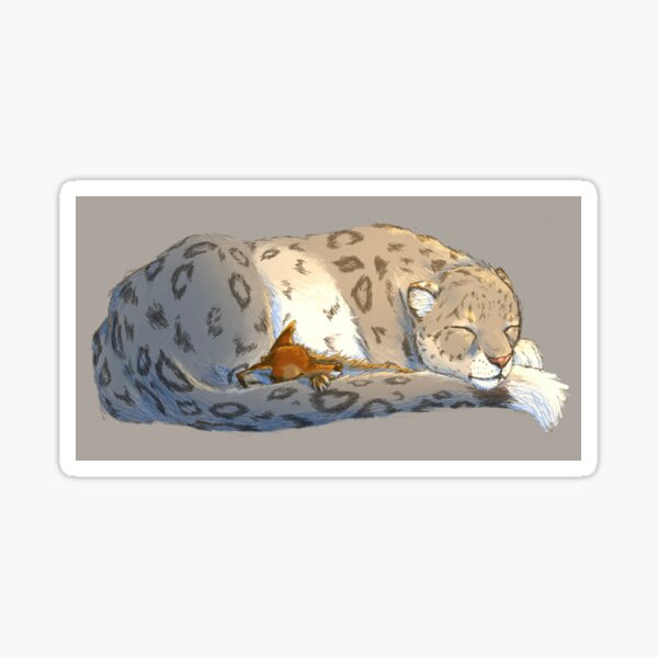 "sleeping snow leopard and fox" Sticker for Sale by sin0phodon | Redbubble