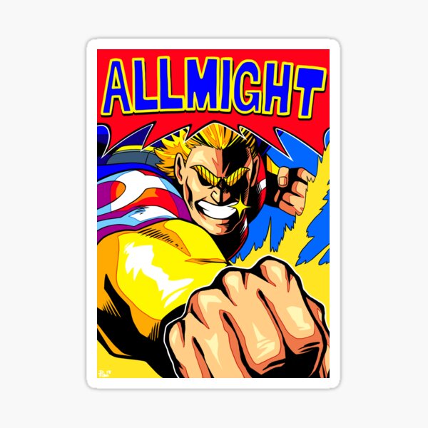 "ALL MIGHT anime poster (clear)" Sticker for Sale by neon-UFO | Redbubble
