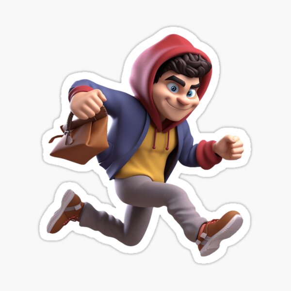 "3d cartoon sneaky thief" Sticker by Digital-Livvy | Redbubble