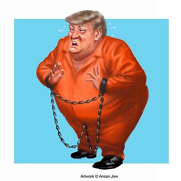 "Trump in Chains and Orange Prison Jumpsuit Funny Design" Sticker for ...