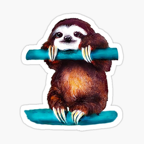 "Sloth hanging out on a railing" Sticker for Sale by Funsize-Art ...