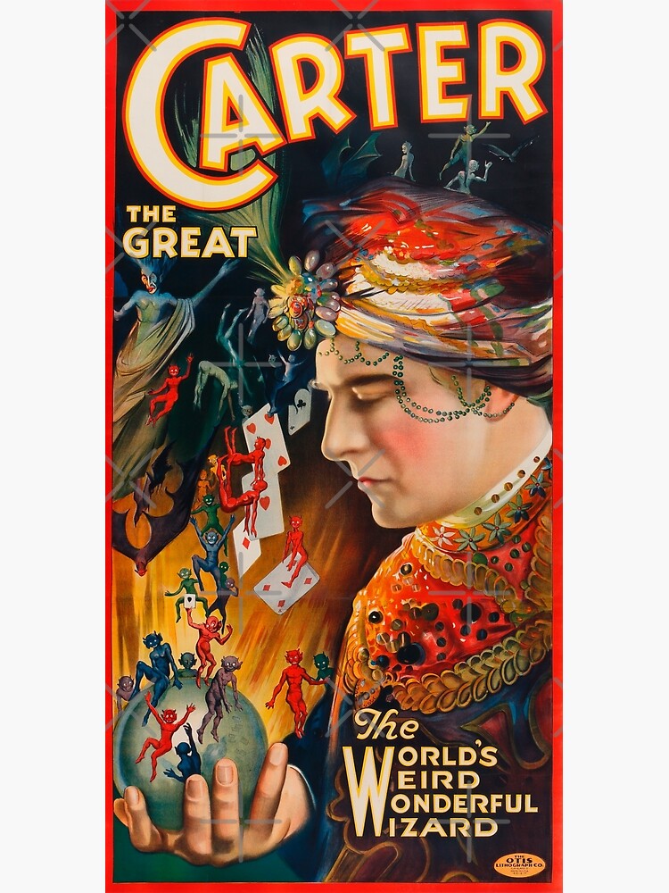 "Carter Crystal Ball Carter the Great Stone Lithograph Magician's ...