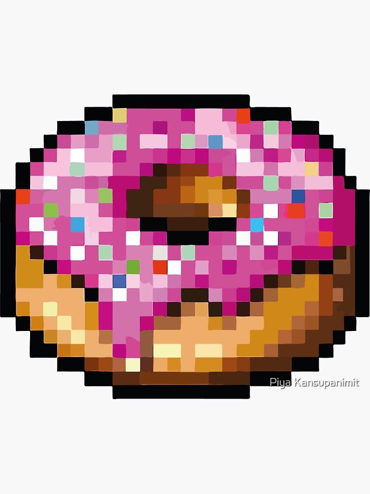 "Pixel Donut - Pixel Art Collection" Sticker for Sale by Piya ...