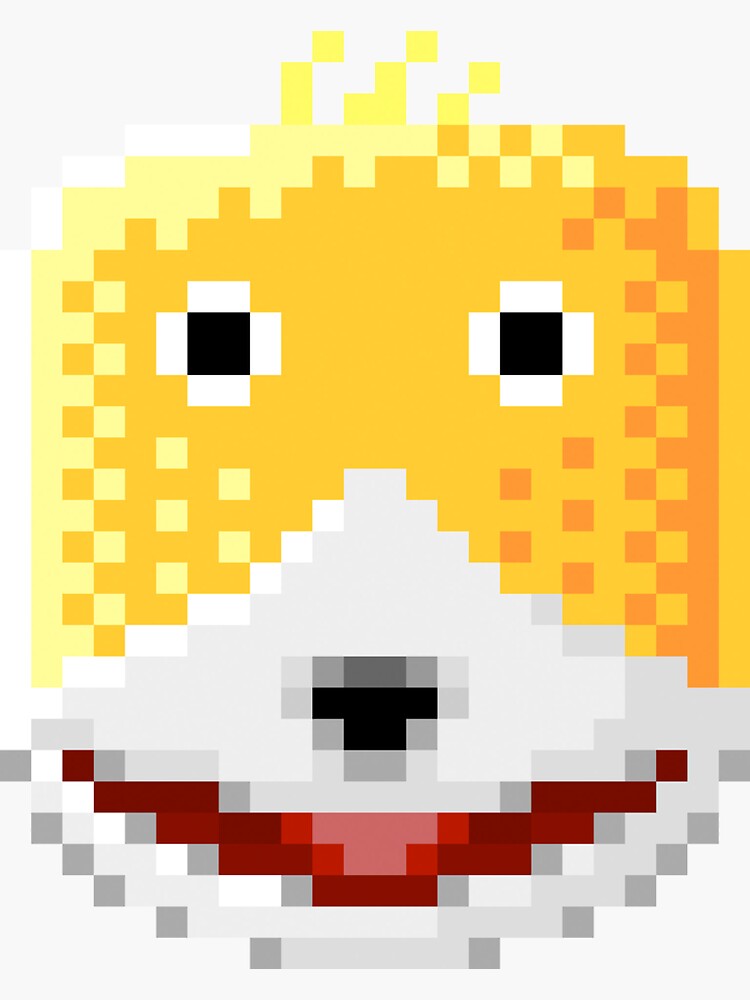"Flat Yellow Puppet Character 8-Bit Pixel Art" Sticker for Sale by ...