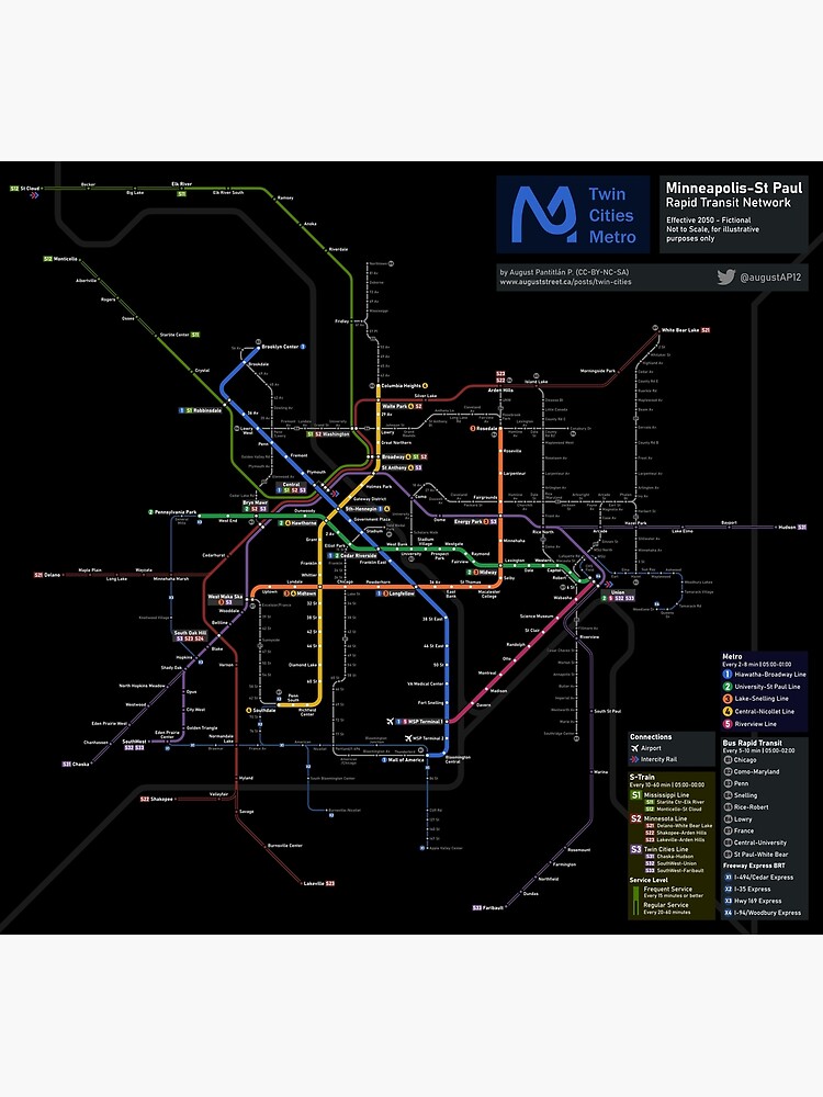 "Minneapolis Twin Cities Metro Map (Fantasy)" Poster for Sale by ...