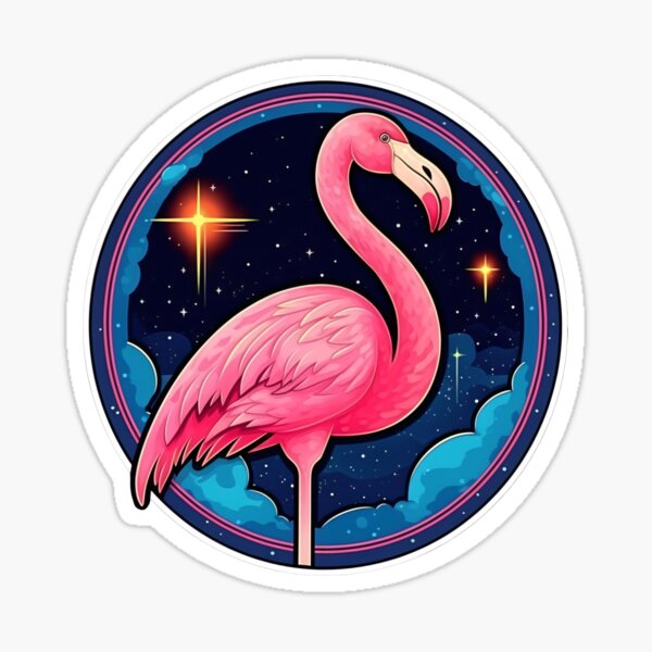 "Cosmic Flamingo" Sticker for Sale by HappyTeeValley | Redbubble