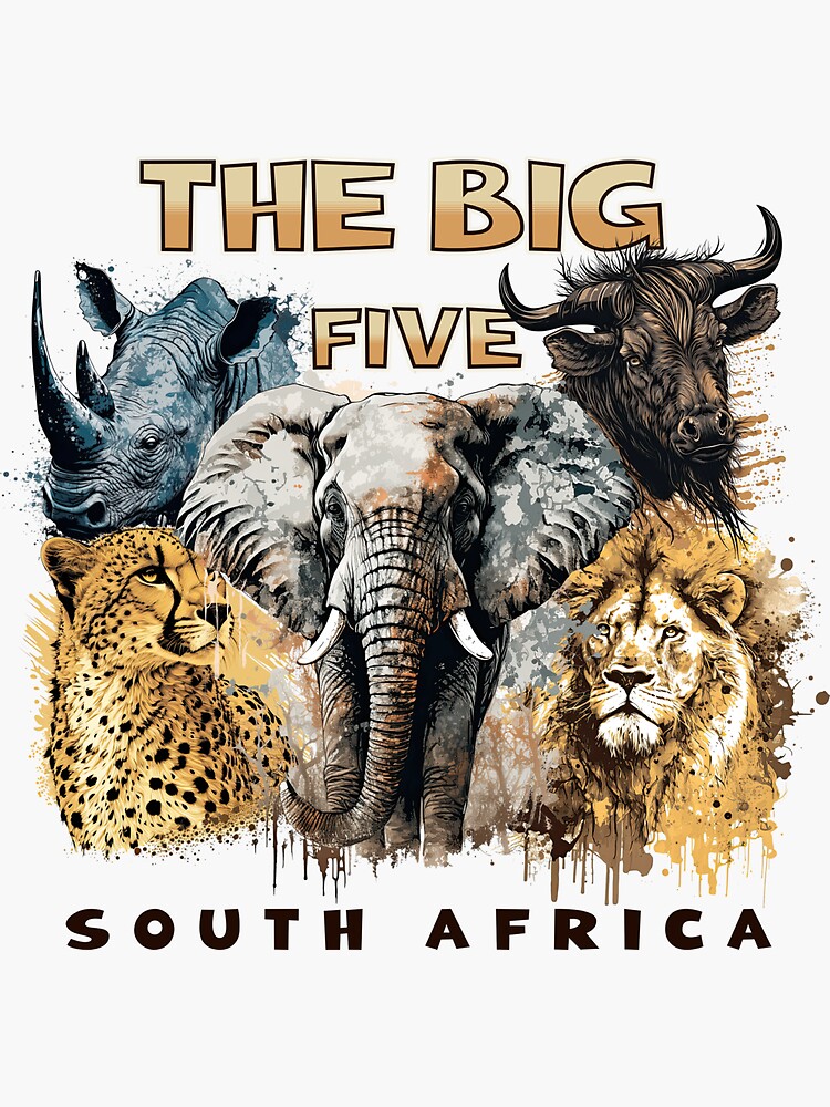"The Big Five South Africa South African Big Five Animals " Sticker for ...