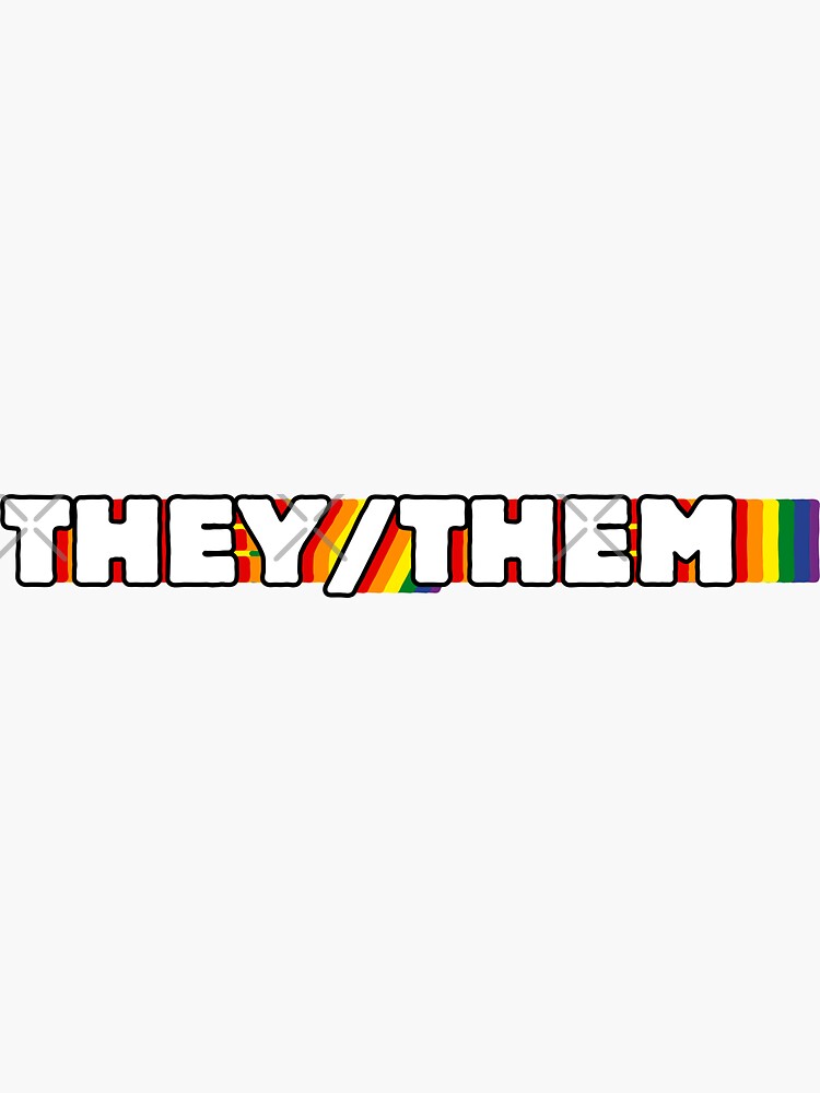 "They/Them Pronouns | LGBTQ Pride Flag | They Them Pronouns" Sticker ...