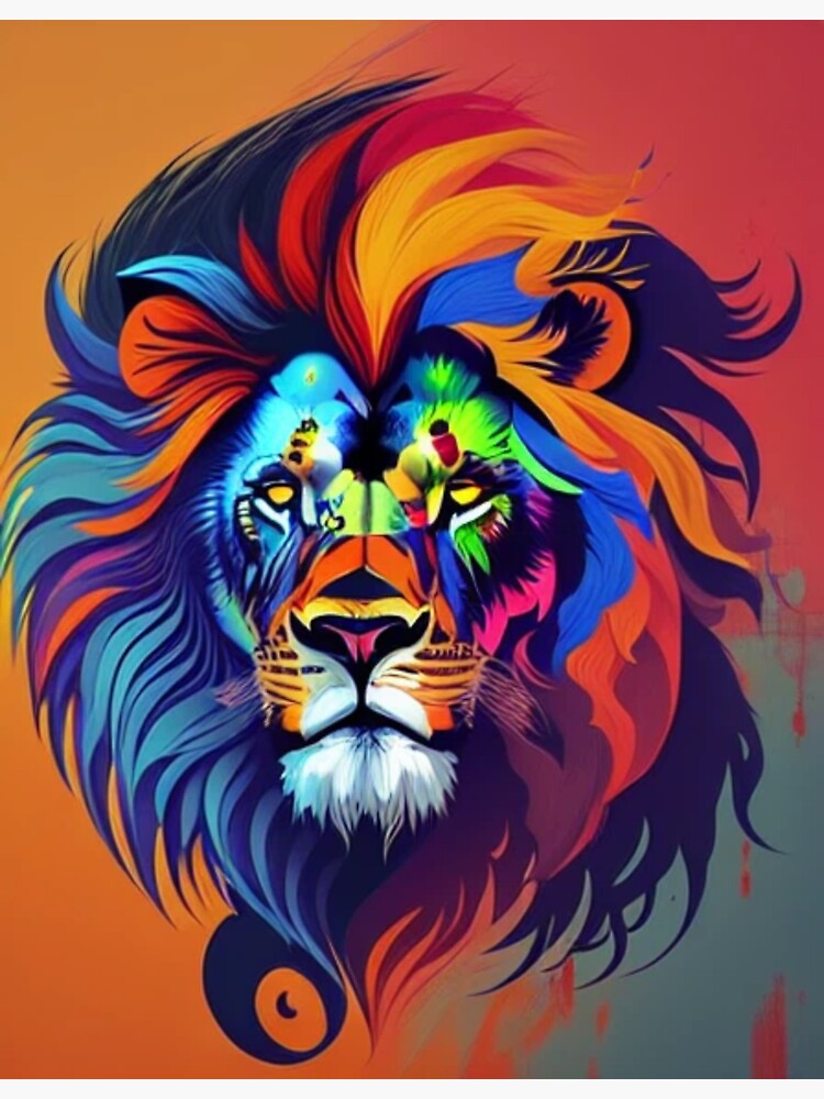"Vibrant Lion with Bold Colors" Sticker for Sale by BMC-Art | Redbubble