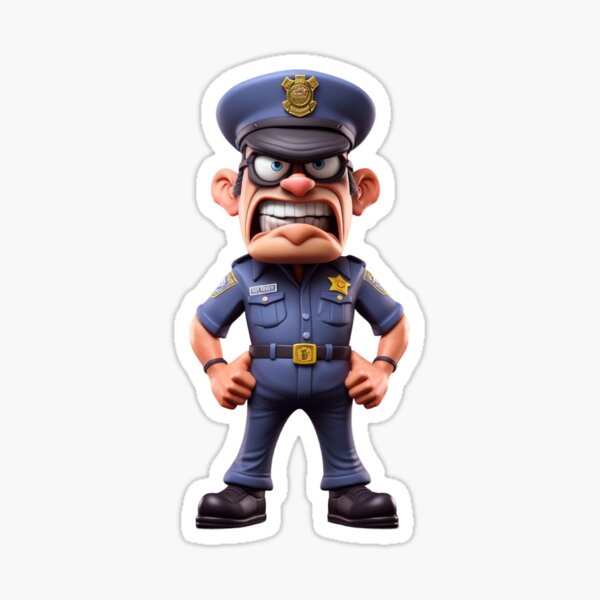 "3d cartoon angry policeman" Sticker by Digital-Livvy | Redbubble