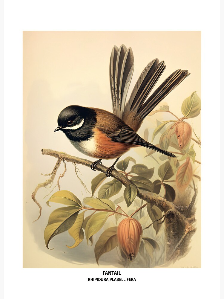 "Birds of New Zealand - Fantail" Art Board Print for Sale by ...