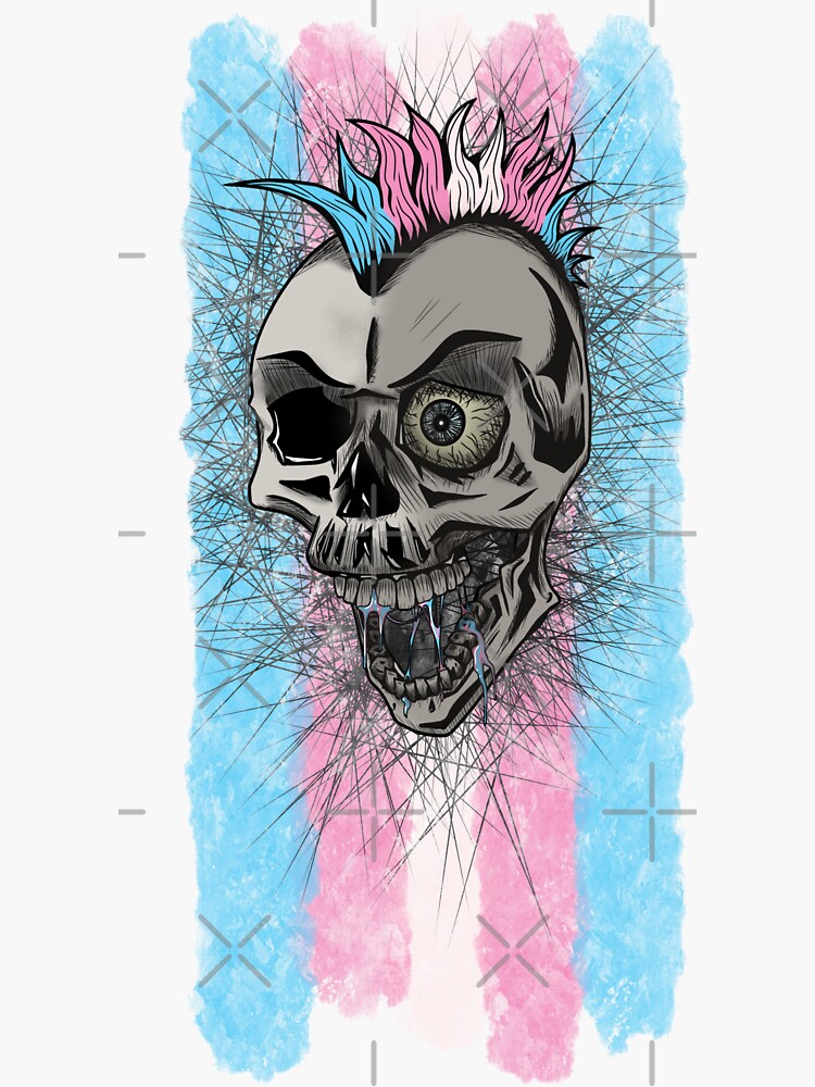 "Trans Pride Skull" Sticker for Sale by TheTransStyle | Redbubble