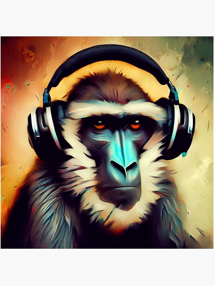 "Beats of the Wild: AI Art Design of a Baboon Wearing Headphones" Art ...