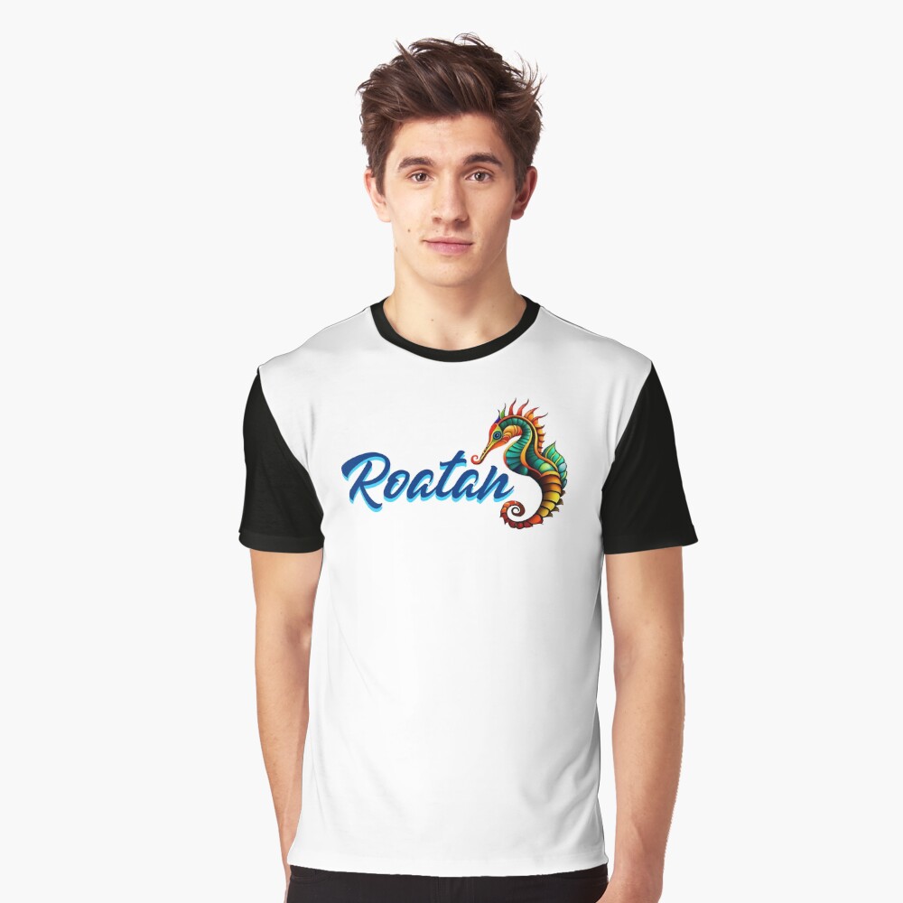 "Roatan Bay Islands Honduras Name with Seahorse Design" Sticker for ...