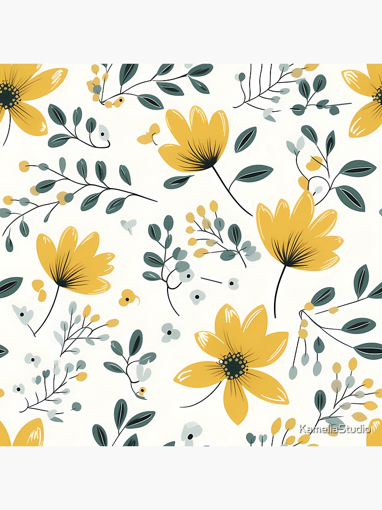 "Pastel yellow Pattern #3" Sticker by KameliaStudio | Redbubble