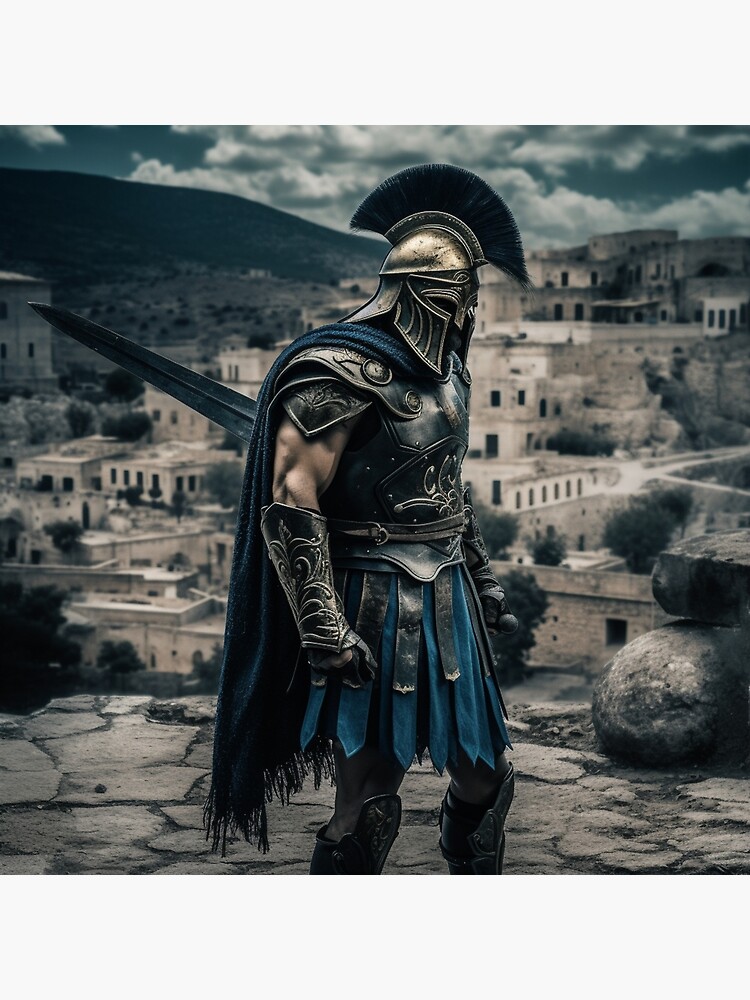 "A Blue Ancient Spartan" Poster for Sale by AI Dream Journal | Redbubble