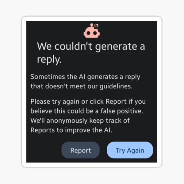 "We CoUlDnT gEnErAtE a RePlY" Sticker for Sale by amarie143 | Redbubble