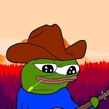 "Cowboy Pepe Playing Guitar" Sticker for Sale by Slav-Art | Redbubble