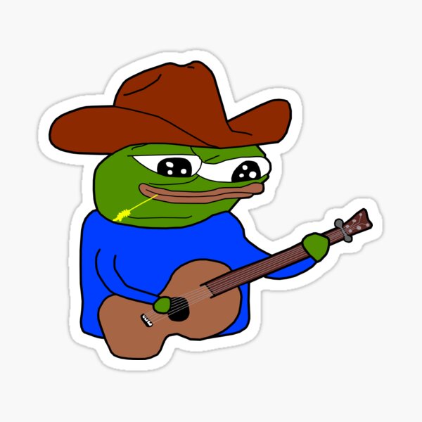 "Cowboy Pepe Playing Guitar" Sticker for Sale by Slav-Art | Redbubble