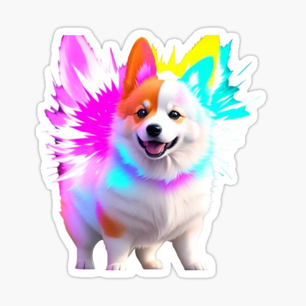"Corgi Neon Angel Dog " Sticker for Sale by sereneprint | Redbubble