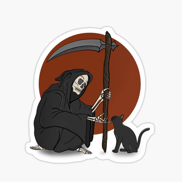 "Death Deserves a Stray- Grim Reaper with cat - transparent " Sticker ...