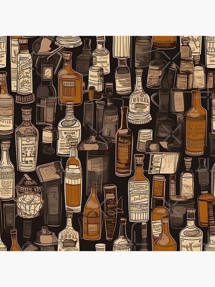 "Whiskey Bottle Pattern Bourbon Lover Pattern Art" Sticker for Sale by ...
