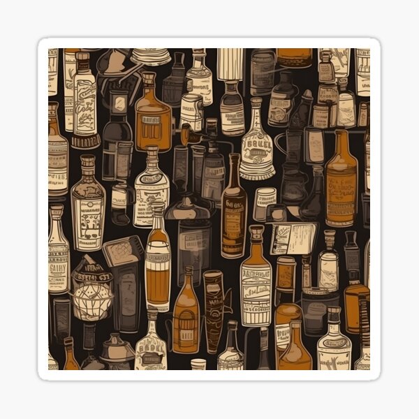 "Whiskey Bottle Pattern Bourbon Lover Pattern Art" Sticker for Sale by ...
