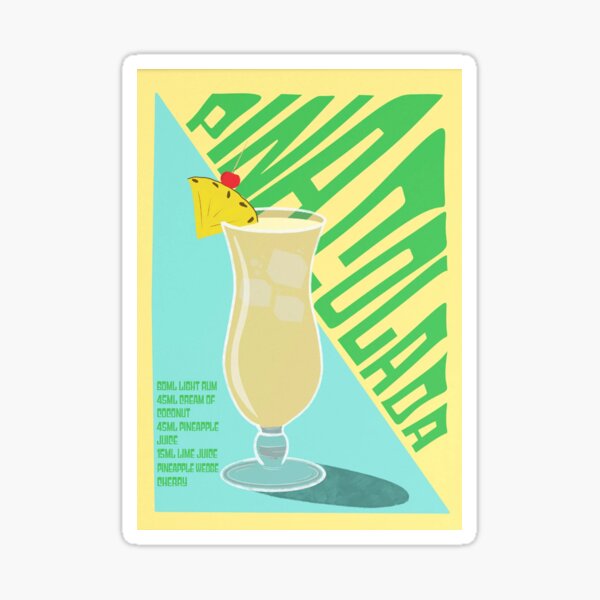 "Pina Colada Cocktail" Sticker for Sale by MagritteFer | Redbubble