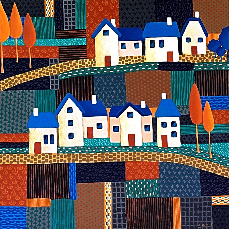 "Tiny Town on the Patchwork Hill" by Lisafrancesjudd | Redbubble