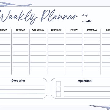 "Ocean Themed Weekly Planner" Sticker for Sale by 1Happywhale | Redbubble