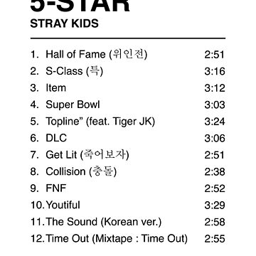 " (SK) Stray Kids 5-Star Album Tracklist - Black Text" Sticker for Sale ...