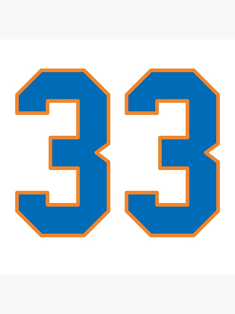 "Patrick Ewing Knicks #33 Blue with Orange Outline" Art Print by ...