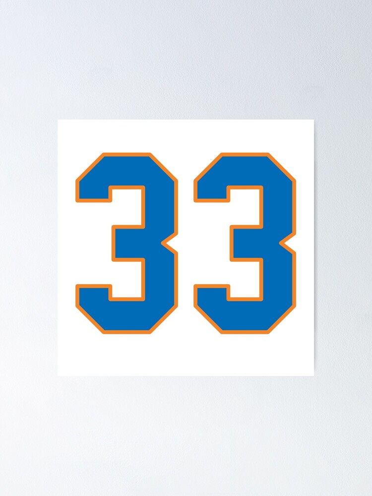 "Patrick Ewing Knicks #33 Blue with Orange Outline" Poster by ...