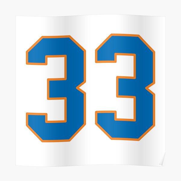 "Patrick Ewing Knicks #33 Blue with Orange Outline" Poster by ...
