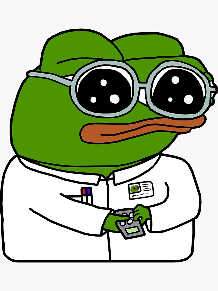 "Scientist Pepe Lab coat Apu " Sticker for Sale by Slav-Art | Redbubble