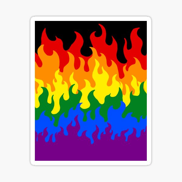 "rainbow pride hot fire" Sticker for Sale by Pokomon | Redbubble