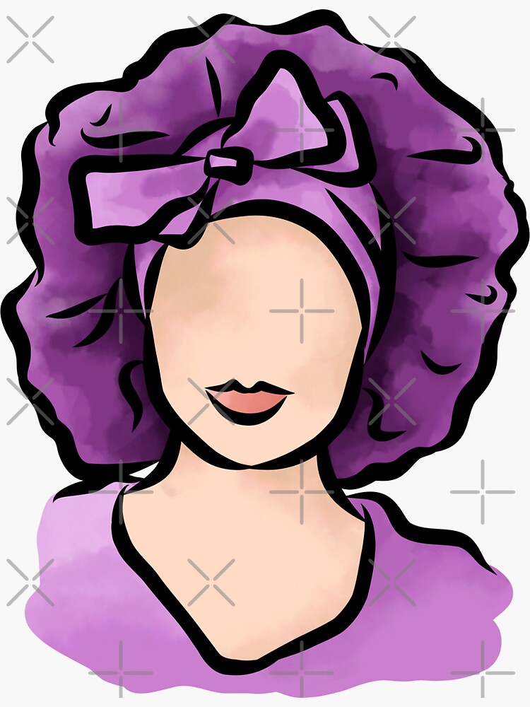 "Hair Bonnet (Purple)" Sticker for Sale by Curly-Cuties | Redbubble