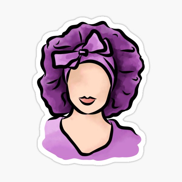 "Hair Bonnet (Purple)" Sticker for Sale by Curly-Cuties | Redbubble