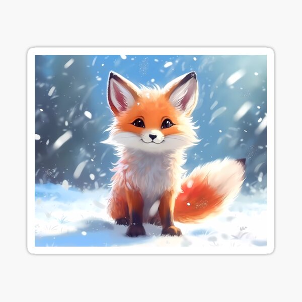"Kawaii fox in snow uWu" Sticker for Sale by SweetWhiskers | Redbubble