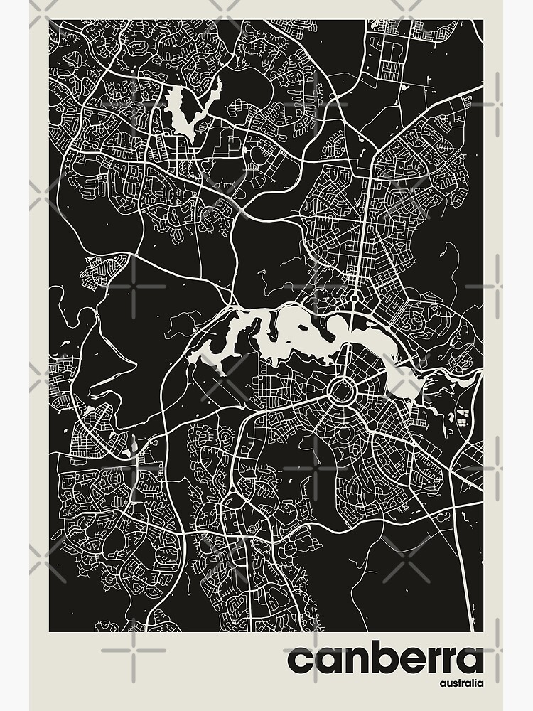 "Canberra, Australia Map Print, Dark Map, Minimalist Canberra Print ...