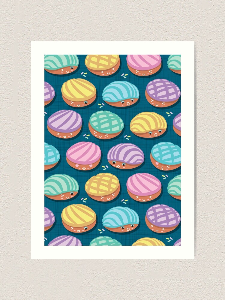 "Kawaii Mexican conchas // teal background multicoloured pan dulce" Art ...