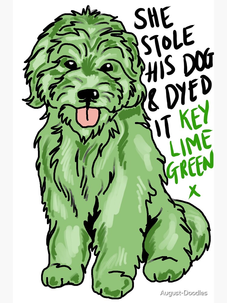 "She stole his dog and dyed it key lime green (with text)" Sticker for ...