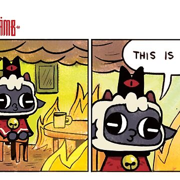 "Cult of the Lamb High-Rez derp "This is fine" meme" Art Print for Sale ...