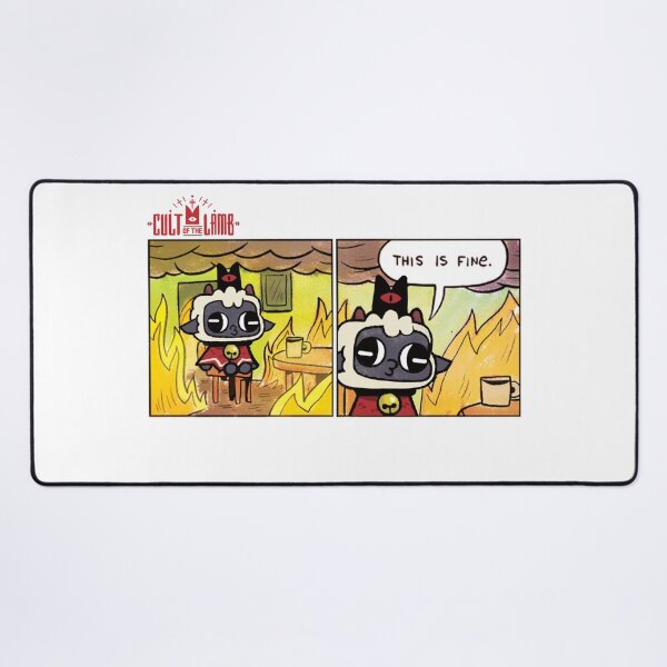 "Cult of the Lamb High-Rez derp "This is fine" meme" Mouse Pad for Sale ...