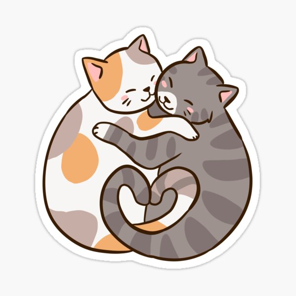 "Cute cats hug " Sticker for Sale by Yaragold | Redbubble