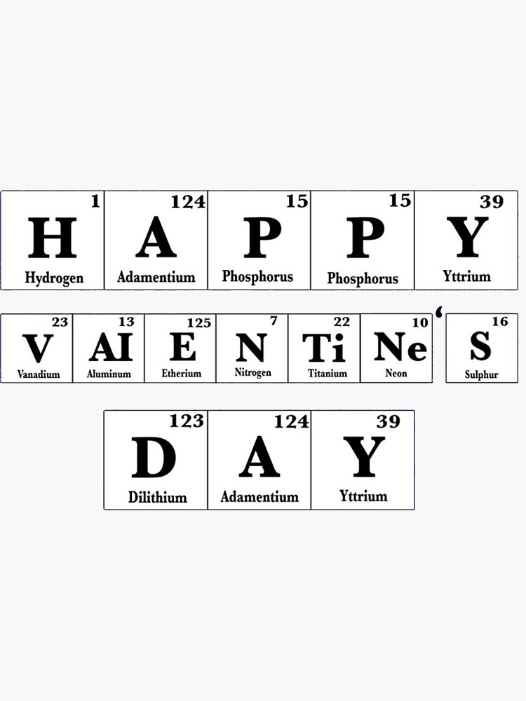 "Funny Happy Valentines Day T Shirt Periodic Table of Element Science ...
